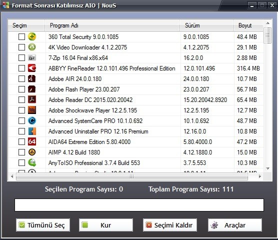 Format Sonrası Programlar