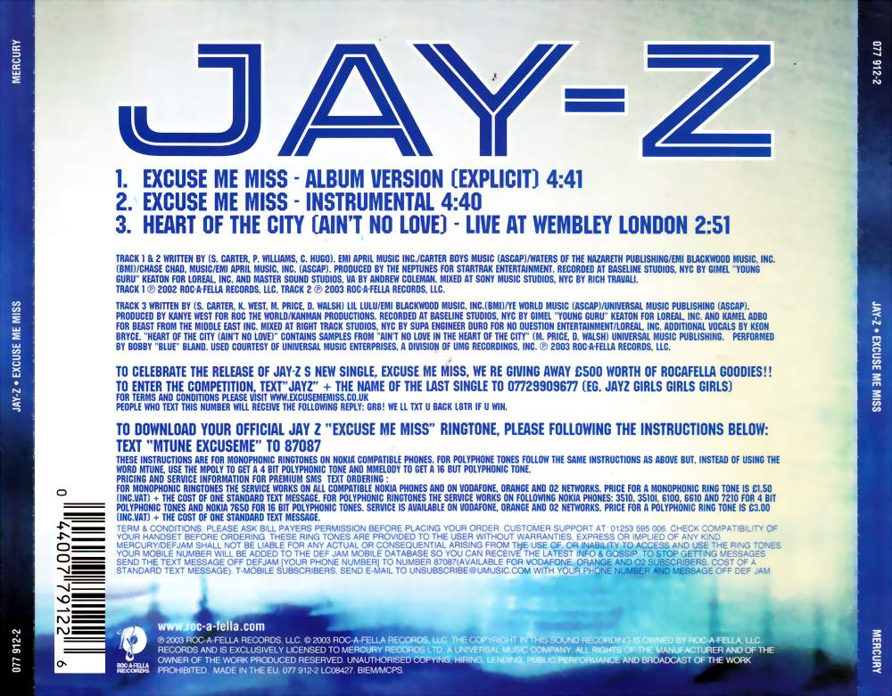 highest level of music: Jay-Z - Excuse Me Miss-(CDS)-2003-hlm