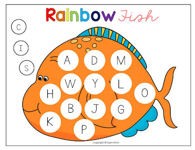 TeacherMomPlus3: Rainbow Fish Letter Recogniton Activity