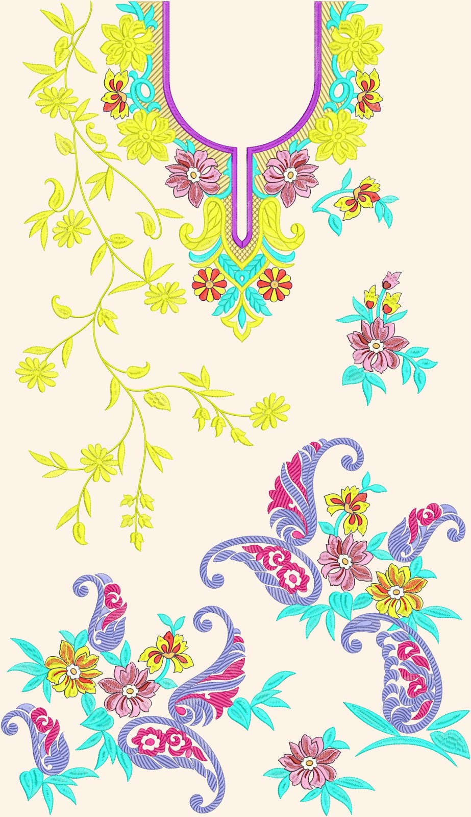 Embdesigntube: Gujarati Neck Embroidery Designs For Kameez