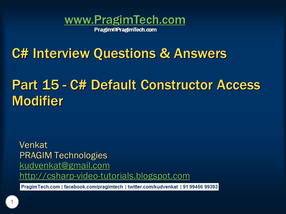 Sql Server Net And C Video Tutorial C Default Constructor Access Modifier Slides