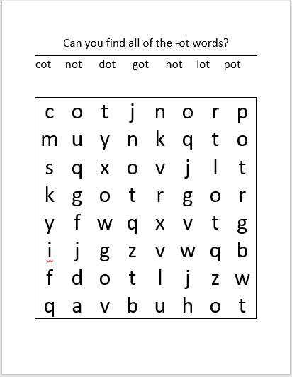 Unfolding Wings and Favorite Things: Free Beginner CVC Word Searches