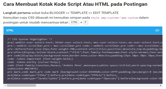Membuat Highlight Pada Script Html Di Postingan Blog Amp