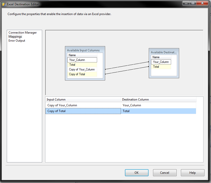 Code Remind: SSIS - SQL Query Output Into Excel Tabs