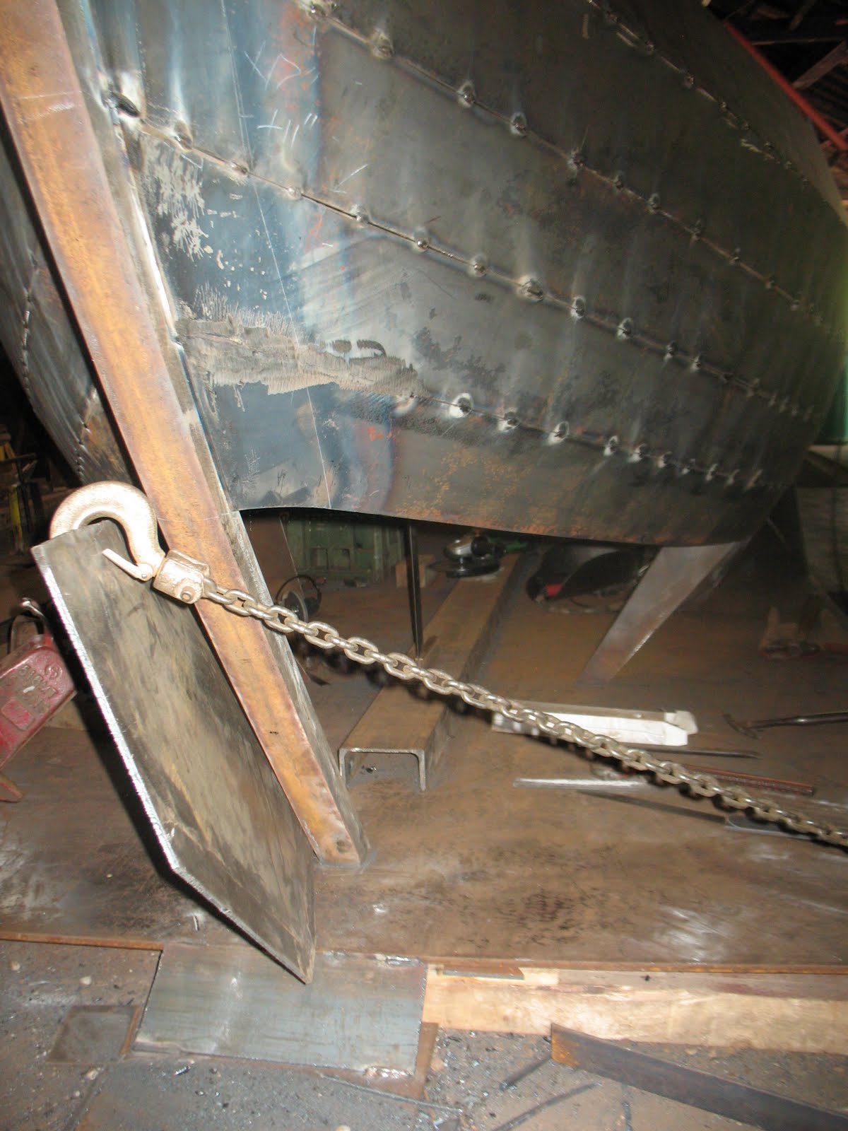Harris & Watson Narrowboat Build: The bow under construction.