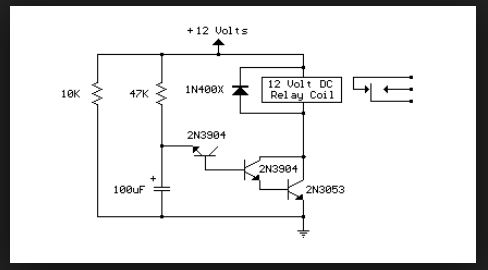 Wiring Schematic Diagram: Delayed Turn-On Relay Circuit Using NOR Gate 4001
