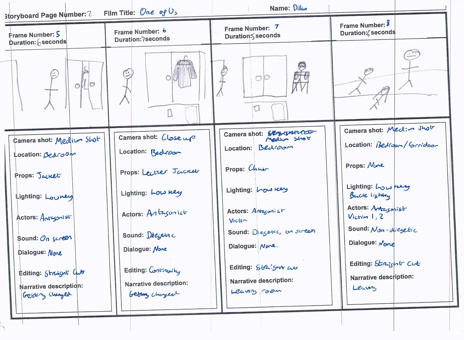 Dillan Abraham - AS Media Portfolio : Planning: Storyboard - Miss Begum