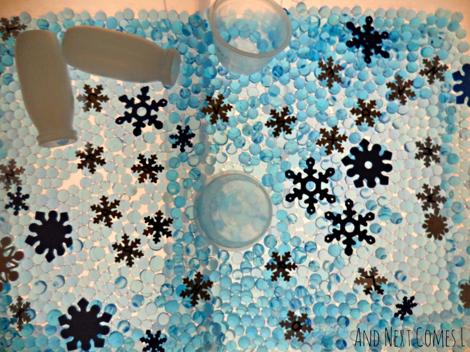 Winter Sensory Table Idea with Water Beads | And Next Comes L ...