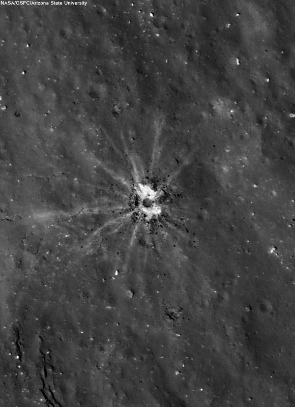 Lunar Pioneer: LROC: Rays from Tiny Crater