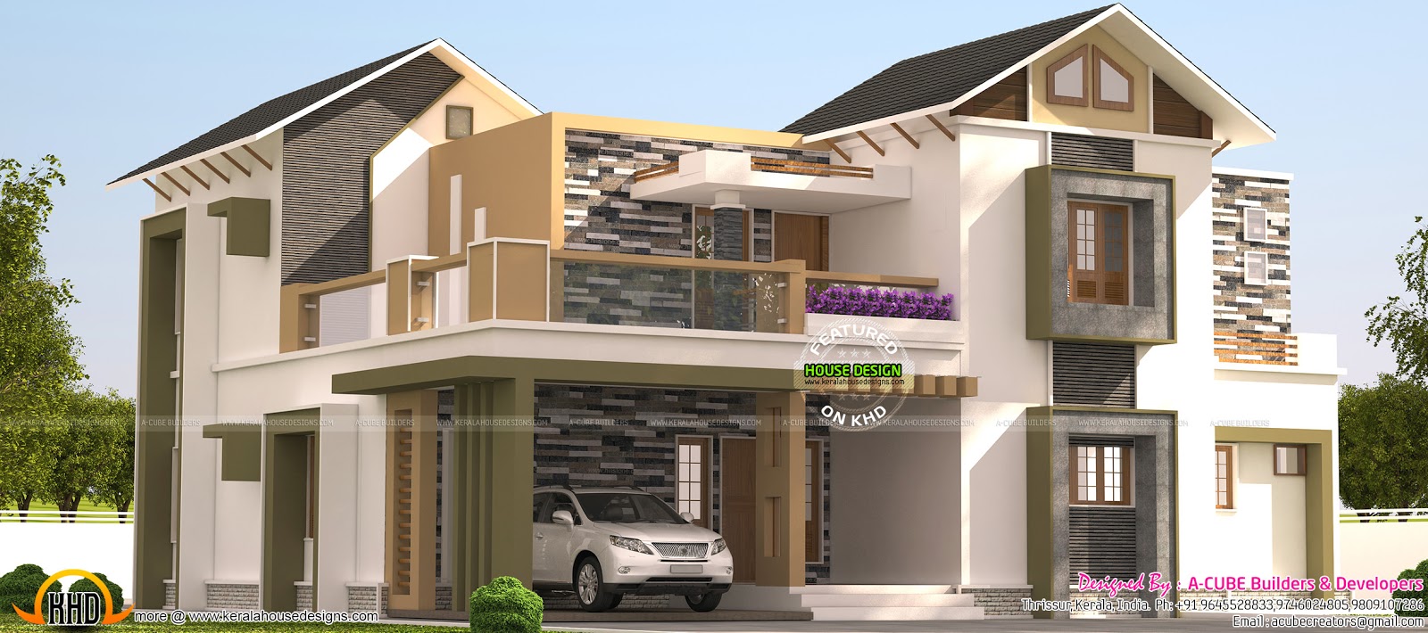 Mixed roof 4 bedroom home in 3008 sq-ft - Kerala home design and floor ...