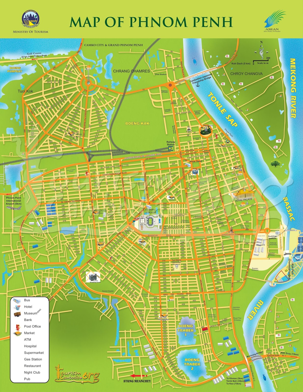 Cambodia Phnom Penh Map