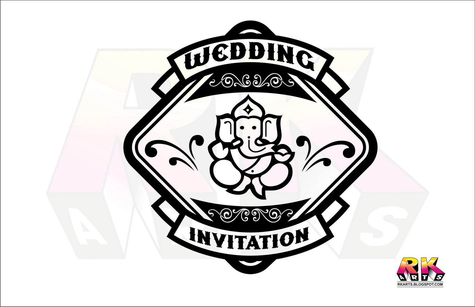 Typography Indian Wedding Invitation English Title Design - RK arts