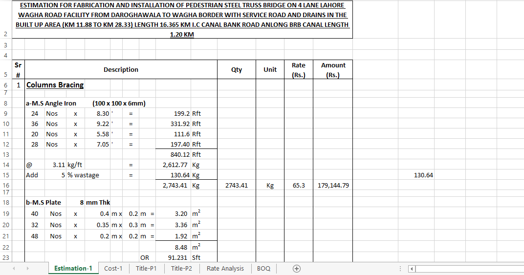 Estimation of a Bridge - Civil Engineering Hack