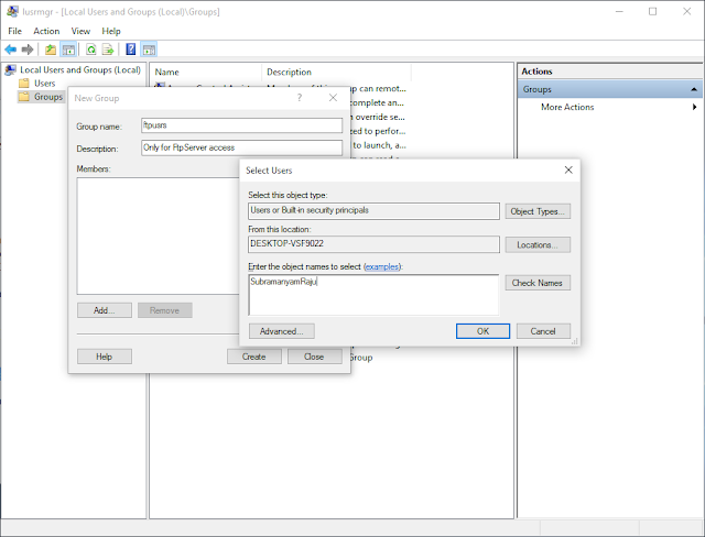 and add the users who will be having read and write access on FTP site ...