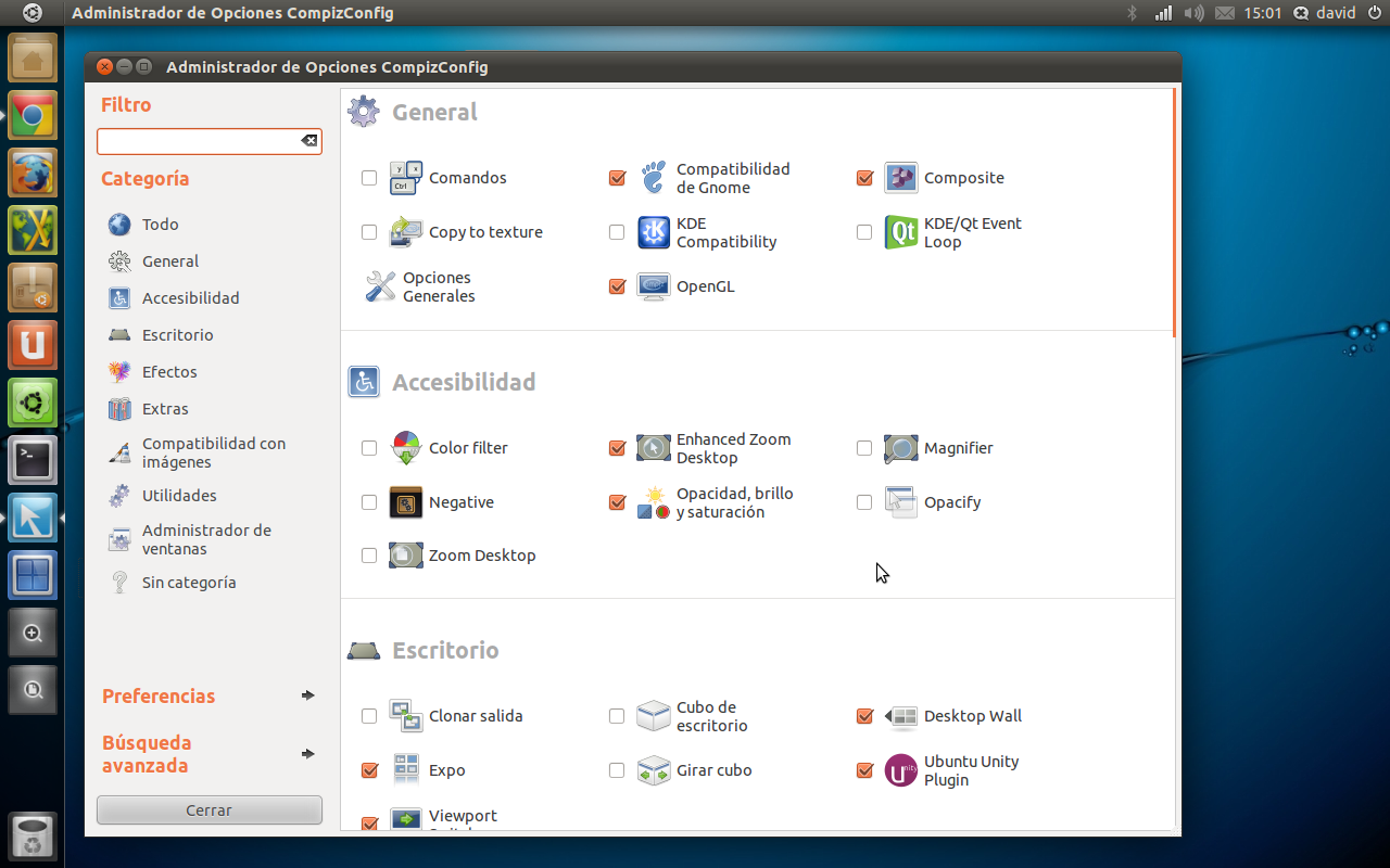 Zonalista: Instalar el administrador de opciones de Compiz en Ubuntu 11.04