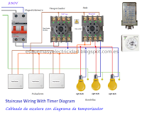 Esquemas eléctricos: Staircase wiring with timer diagram