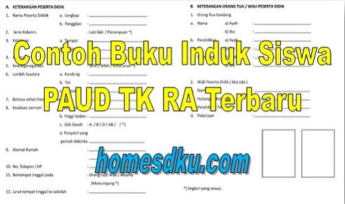 Contoh Buku Induk Siswa PAUD TK RA Terbaru - Homesdku