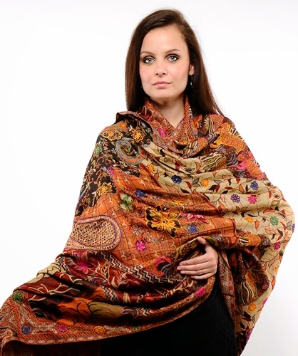 Best Kashmiri Shawls | Thread Embroidered Pashmina Shawls Wraps ...