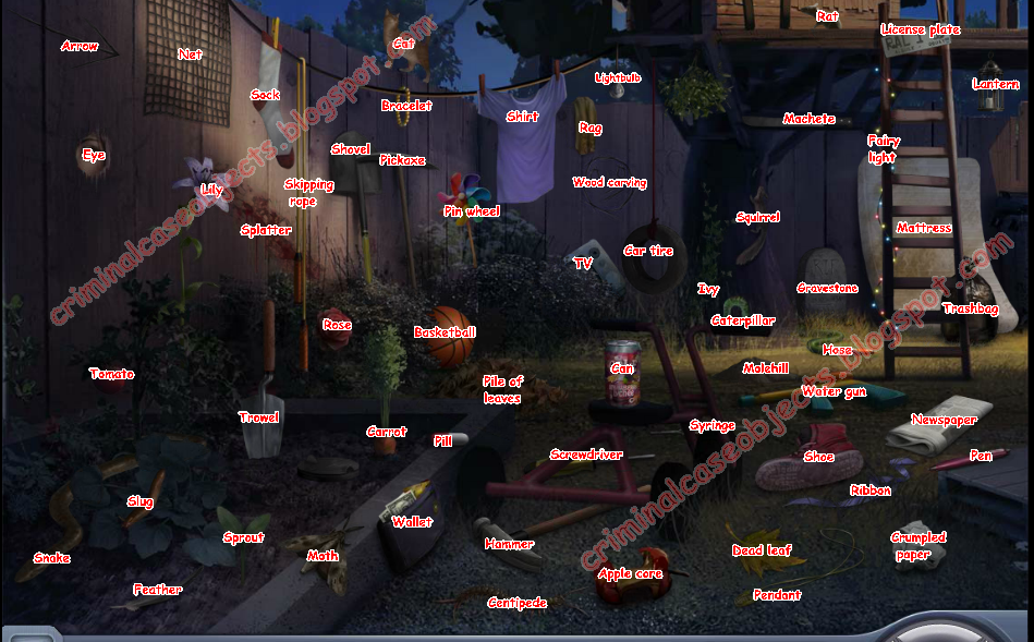 Case 18 - Treehouse hints | Criminal Case Objects