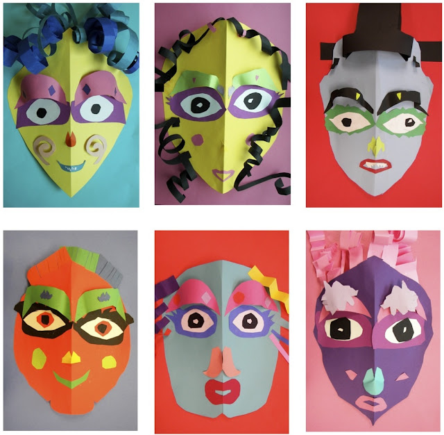 The Rolling Artroom: Crazy Paper Faces 1st-3rd Grade