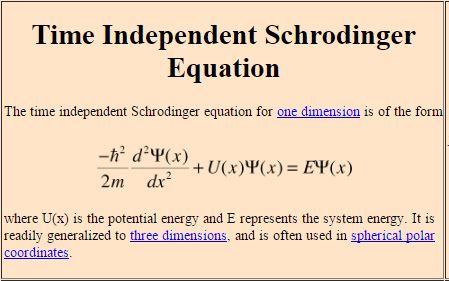 hiper física: Time Independent Schrodinger Equation