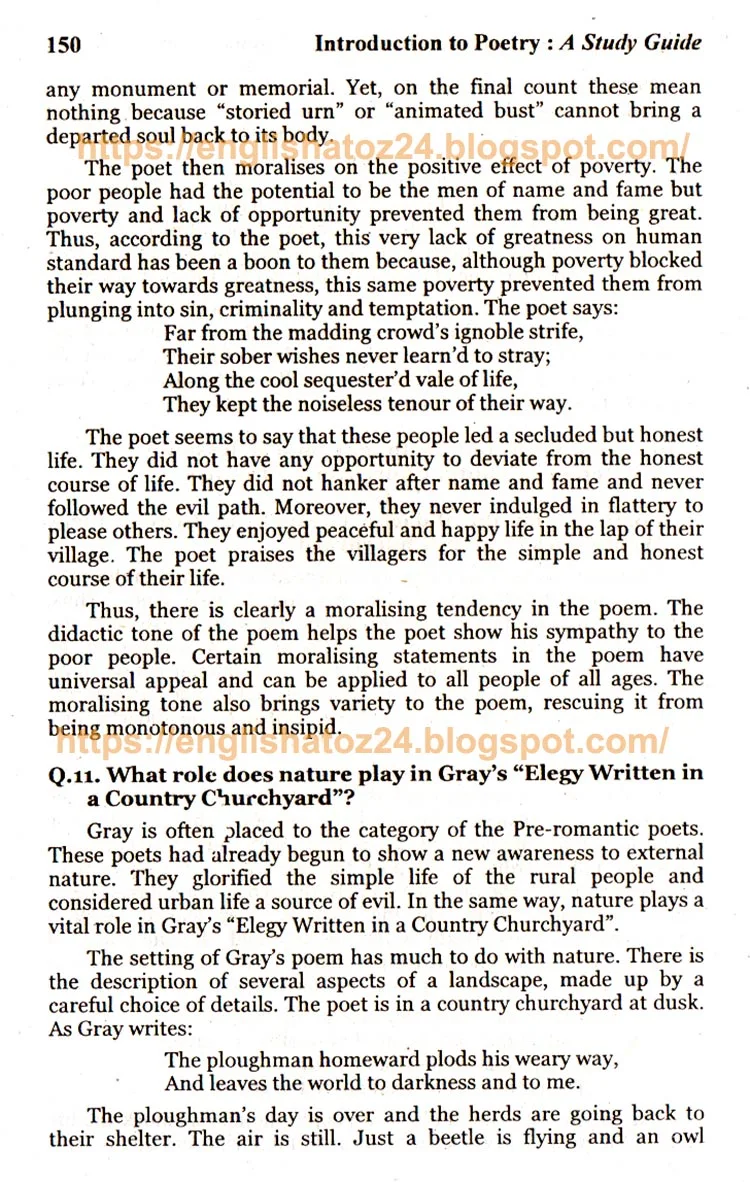 Board Questions with Answers (Elegy written in a country churchyard ...