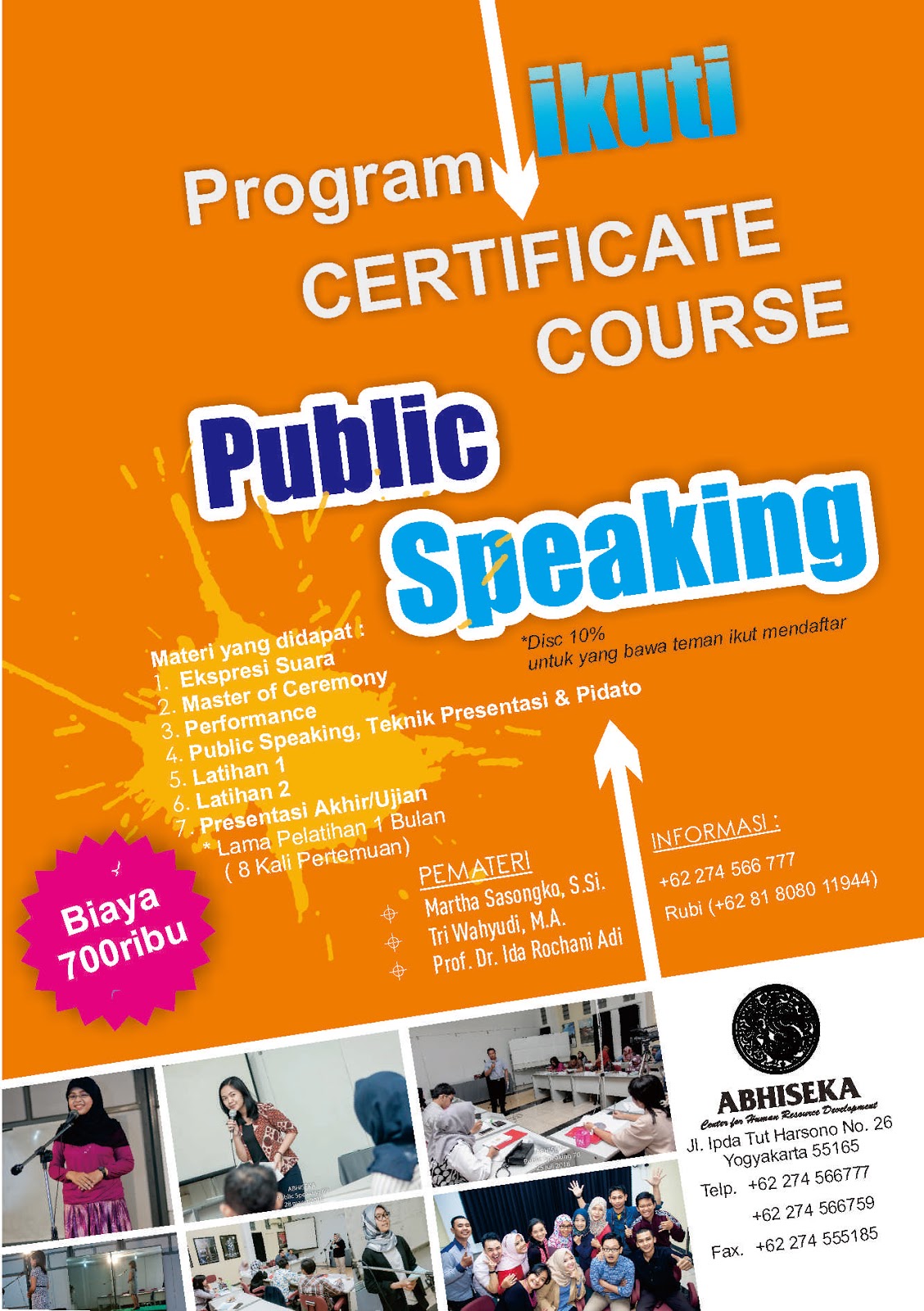 ABHISEKA TRAINING CENTER: Program Pelatihan 2020