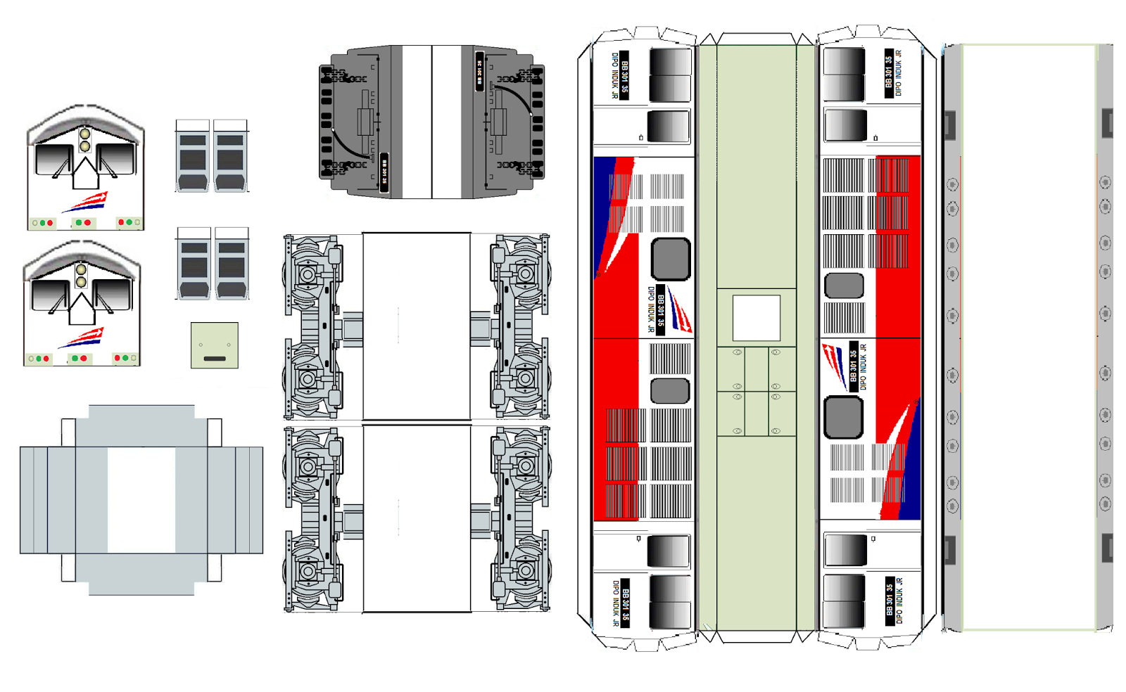wafykeren's12: pola papercraft kereta api
