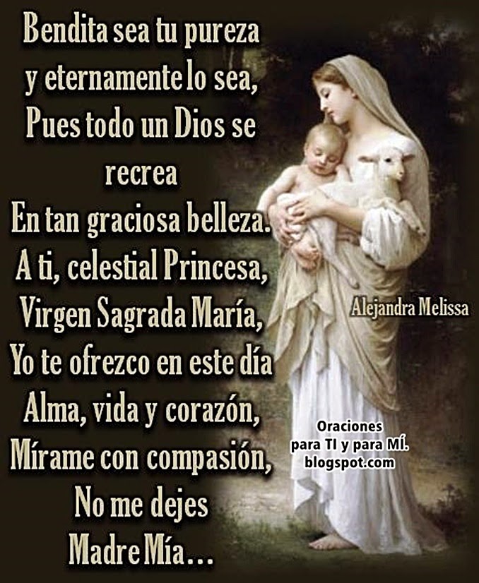 Oraciones para TI y para MÍ: * Bendita sea tu pureza...