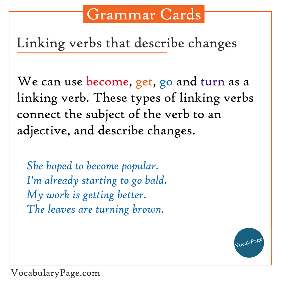 List Of Linking Verbs