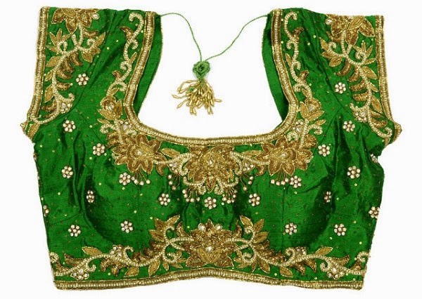 Ladies Fashions: Stone Work Designs On Blouses