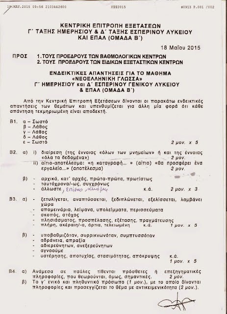 ΦΙΛΟΛΟΓΙΚΗ ΓΩΝΙΑ: ΠΑΝΕΛΛΑΔΙΚΕΣ ΕΞΕΤΑΣΕΙΣ ΣΤΗ ΝΕΟΕΛΛΗΝΙΚΗ ΓΛΩΣΣΑ 2015