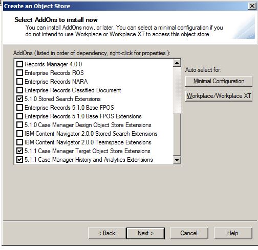 FileNet P8 Development tutorials: Creating a new Object Store in FileNet 5.1