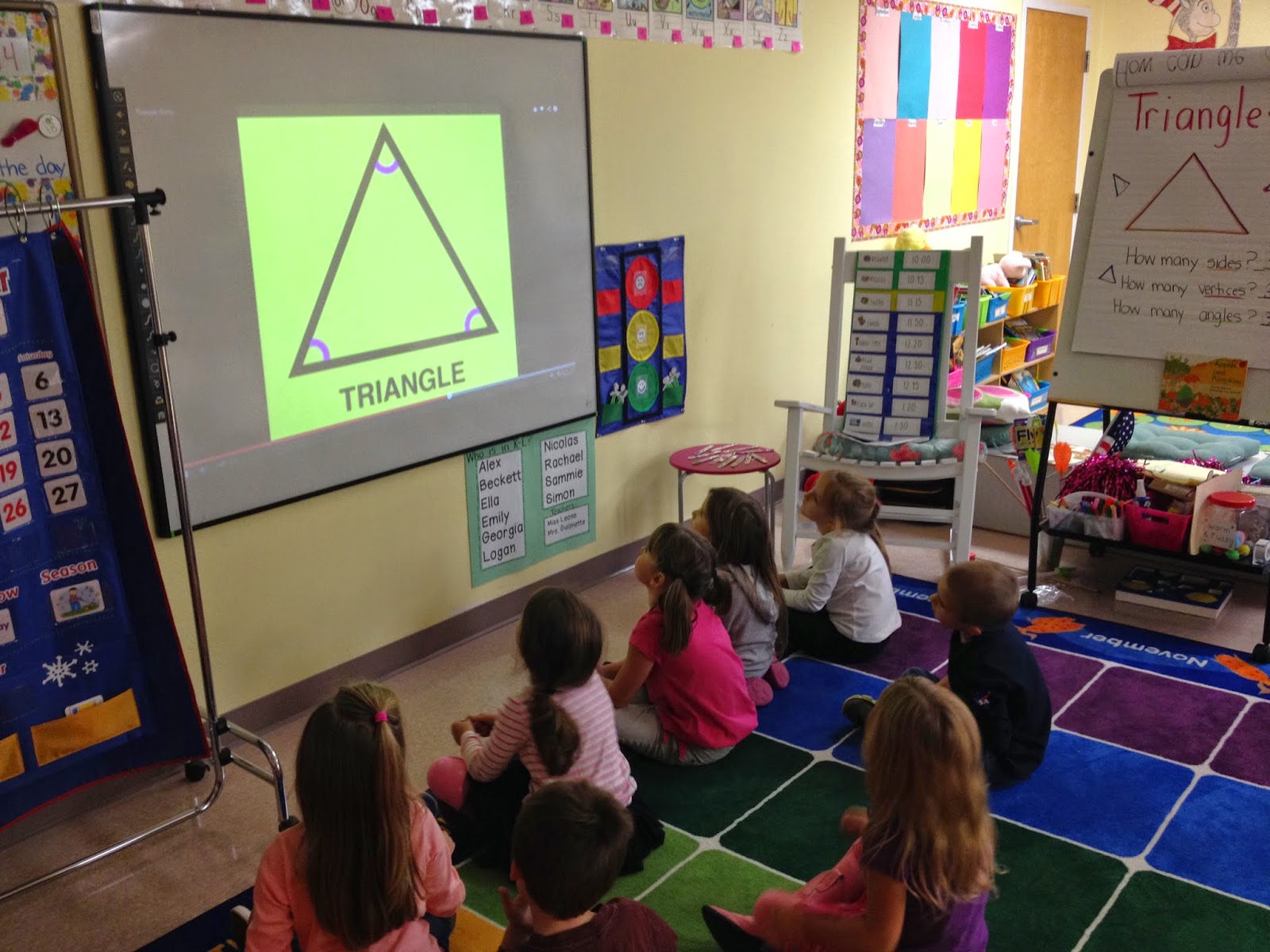 Kindergarten Kids: What shape has 3 sides, 3 vertices, and 3 angles?