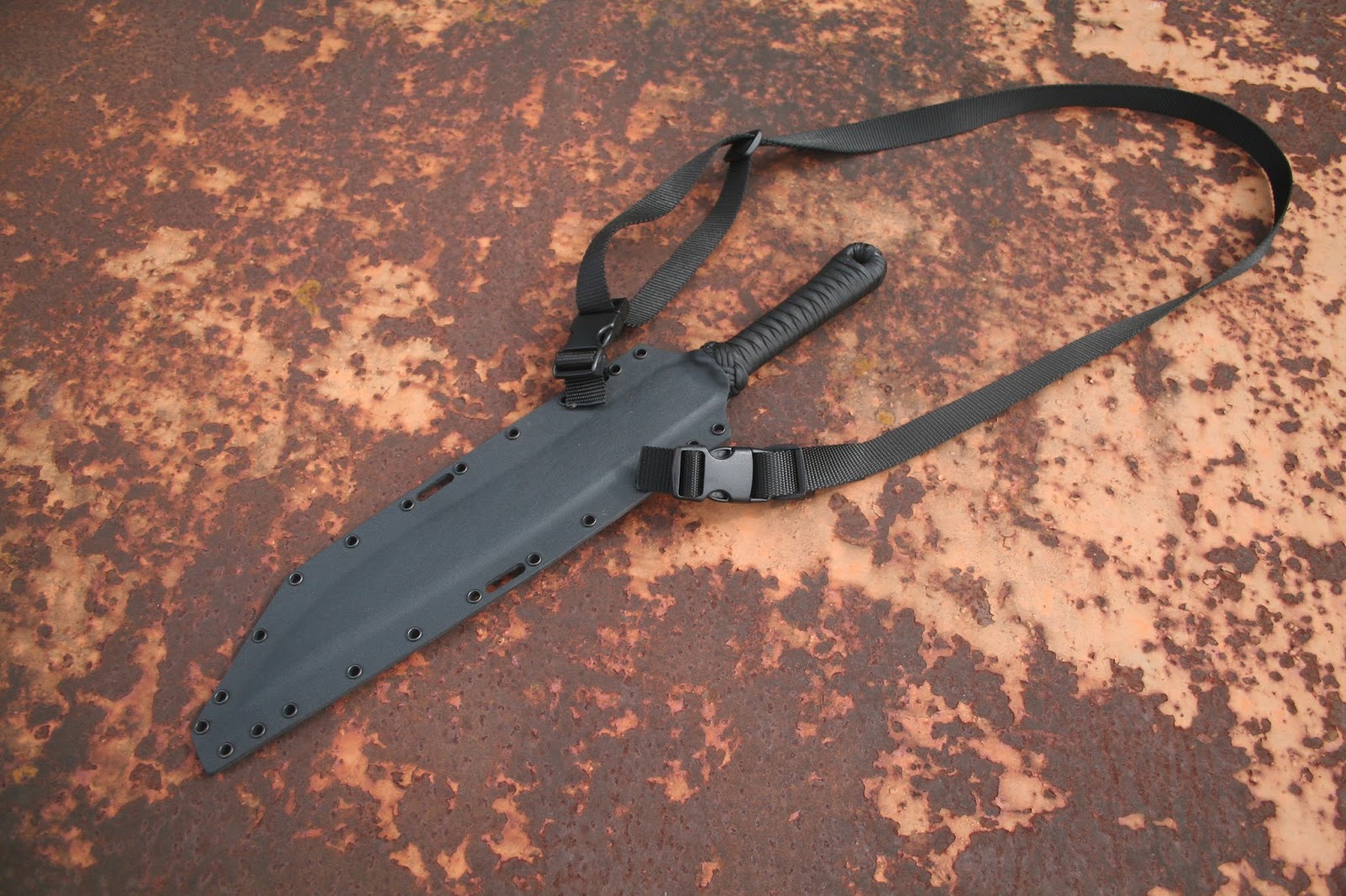 Helm Enterprises, Forging Division: Carry rig for test mule camp knife