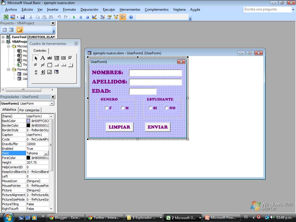 .. ExcelL aPlLicaTiioOns ..: FORMULARIO CON BOTONES DE OPCION
