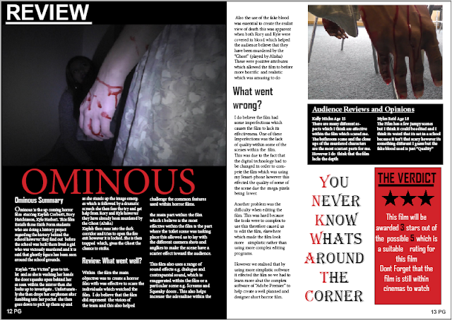 A2 Media Studies: creating new film review double page spread