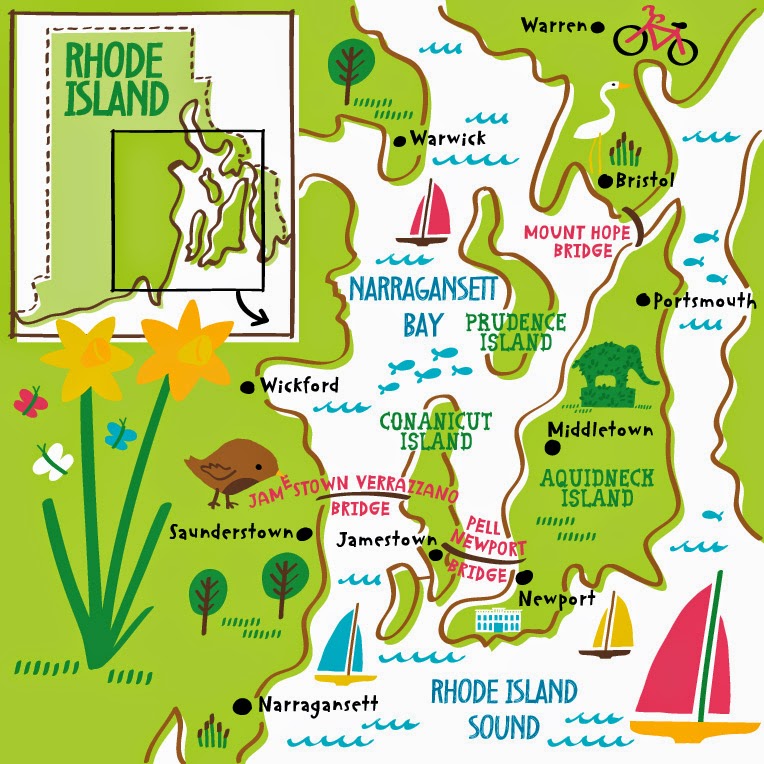 I Draw Maps: Illustrated Map of Rhode Island for Yankee Magazine