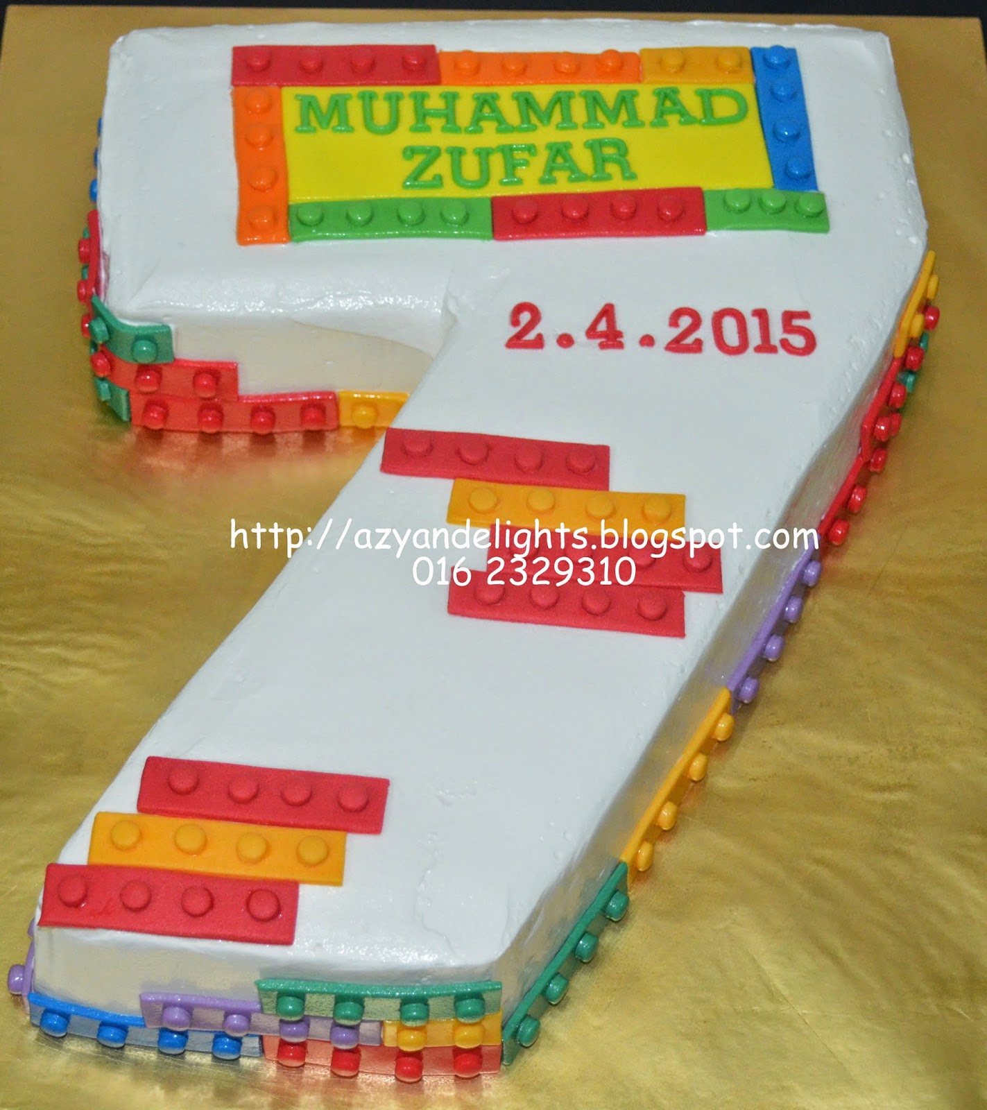Azyandelights: Number 7 Shape Cake - Lego Theme