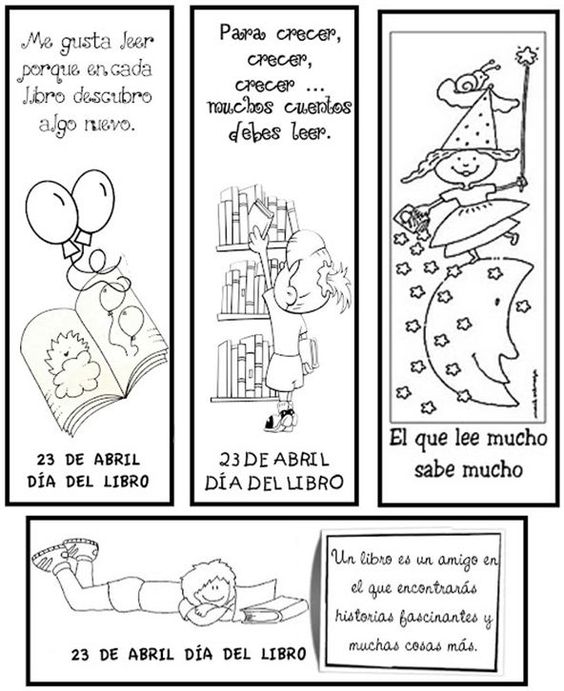 Material educativo para maestros: Marcapáginas, día del libro
