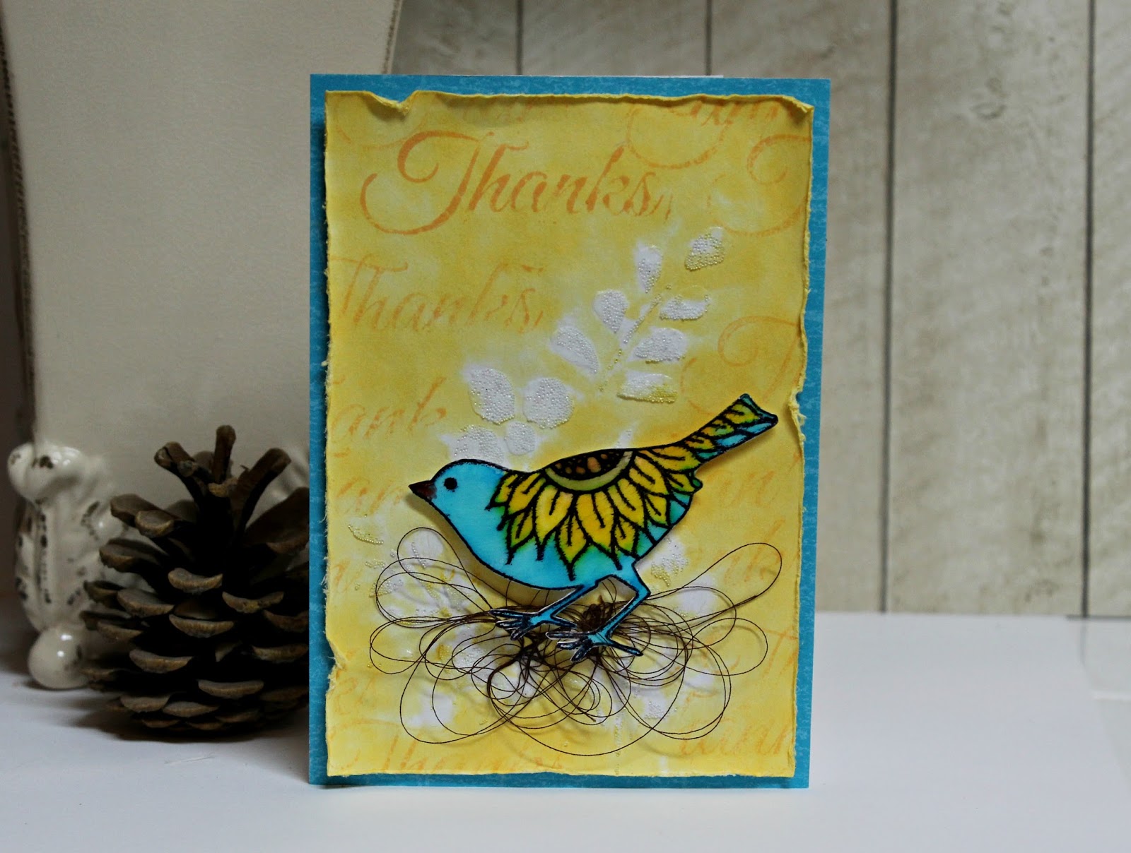 Magenta: Mirrored Bird Thanks Card - Carte de merci d'oiseau en miroir