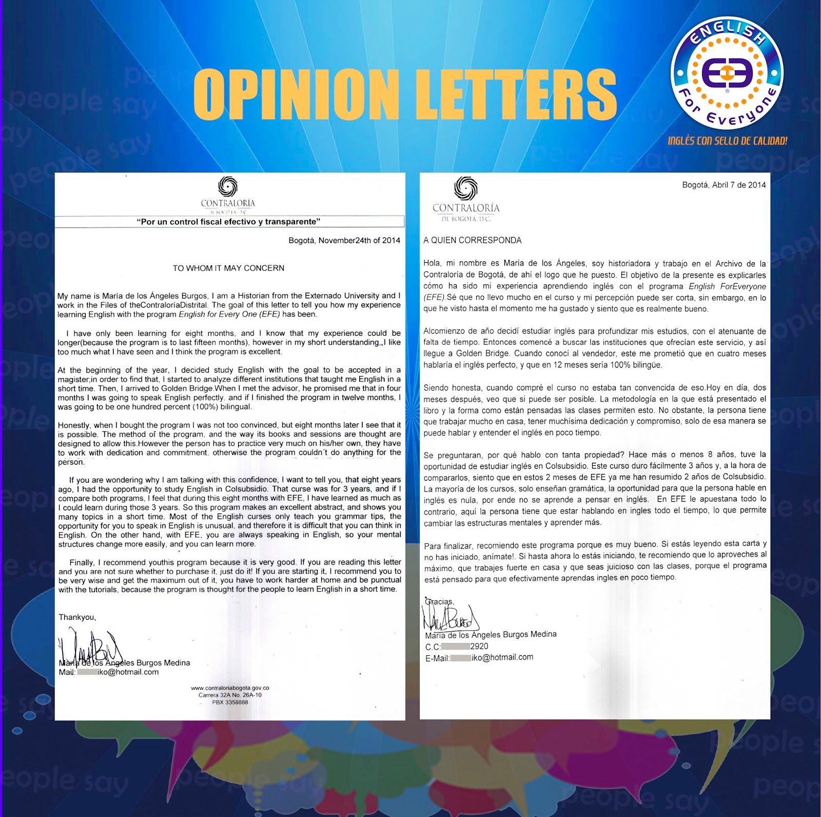 GOLDEN BRIDGE - ENGLISH FOR EVERYONE: OPINION LETTERS