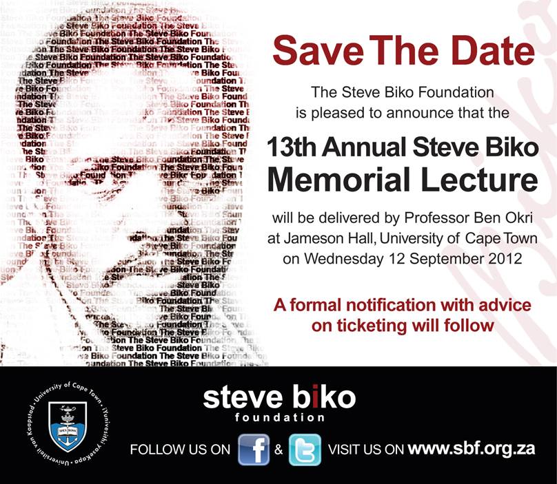 SAVE THE DATE: Steve Biko Memorial Lecture - SBF FrankTalk