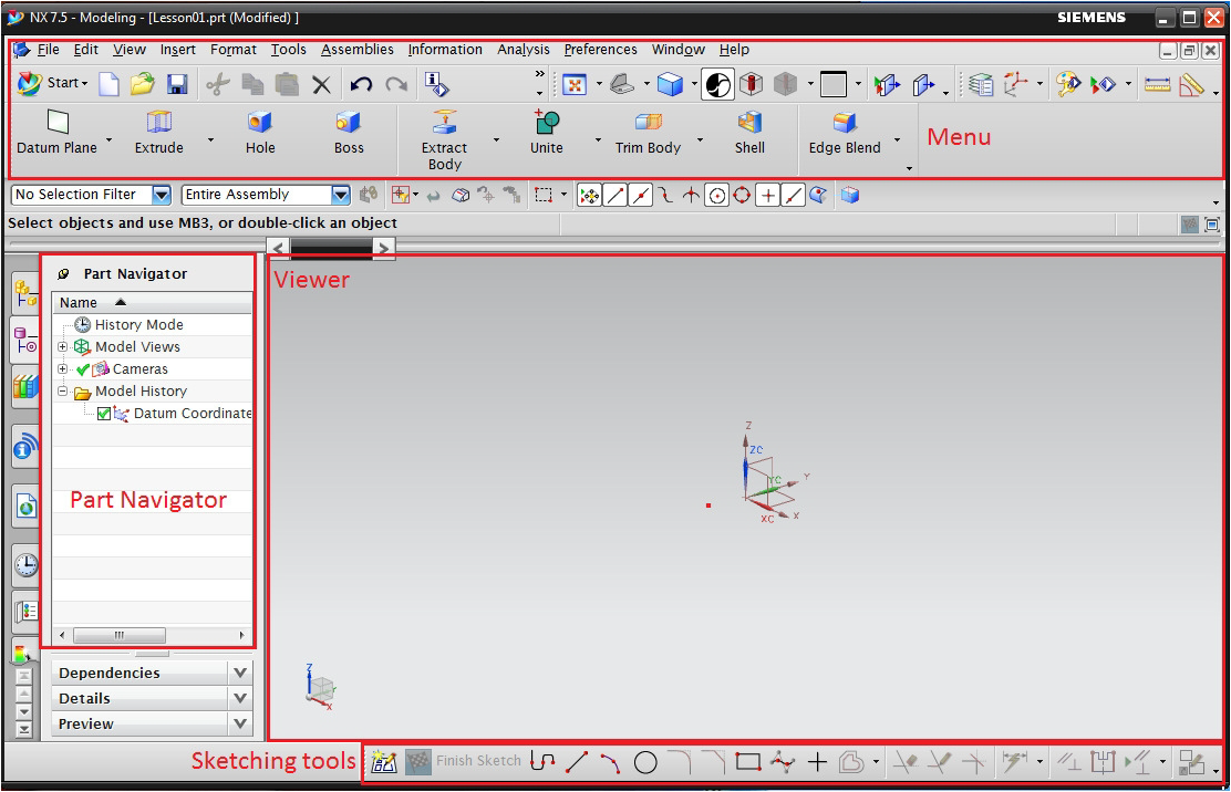 NX UNIGRAPHICS TUTORIAL: UG interface (working environment)