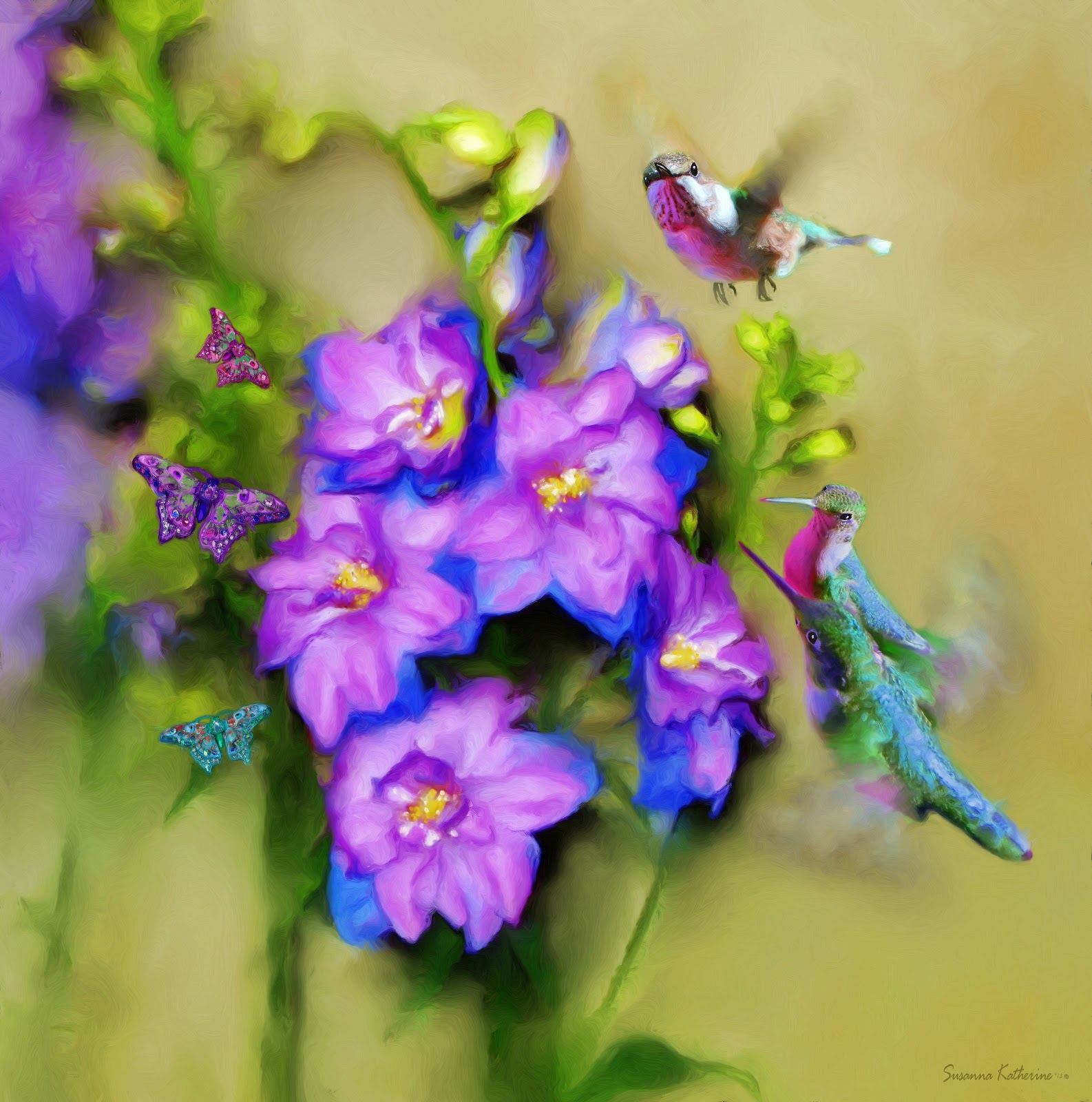 Paintings-of-Artists-Original-Unusual- Art: Painting Of Hummingbirds ...
