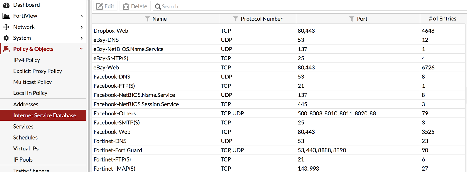 Blog Técnico FORTINET: FortiOS 5.4 - Internet Service Database