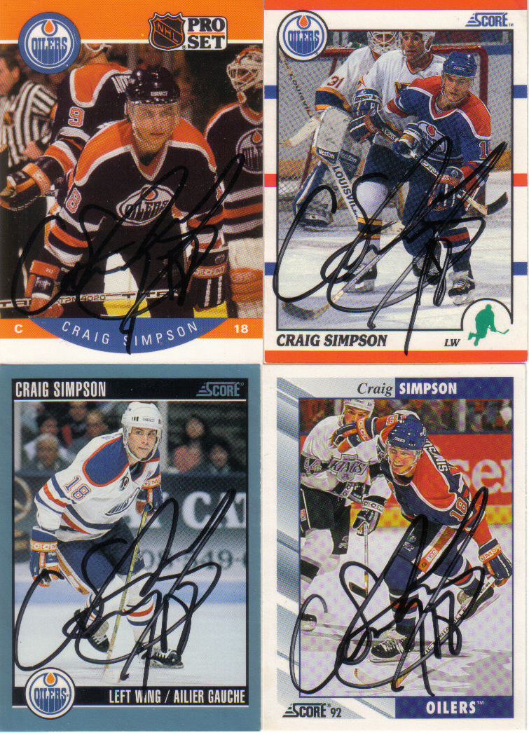 Hell's Valuable Collectibles: Craig Simpson: 4 Autographed Cards