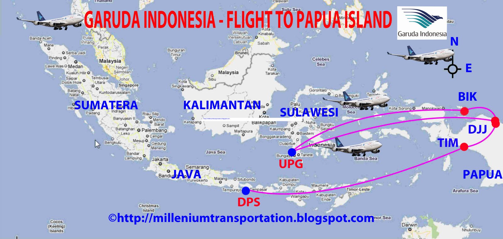 routes map: Garuda Indonesia Routes Map