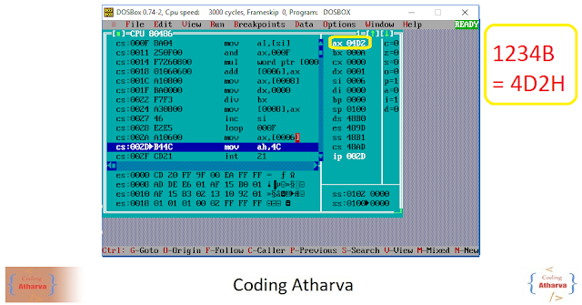 58 Program to convert BCD Number to Hexadecimal Number in 8086 Microprocessor ~ Coding Atharva