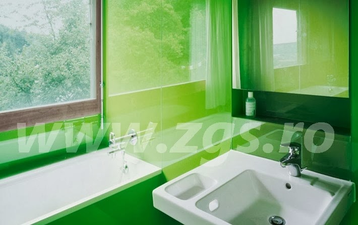 Lacobel - Sticla Colorata: Placare sticla colorata pereti baie